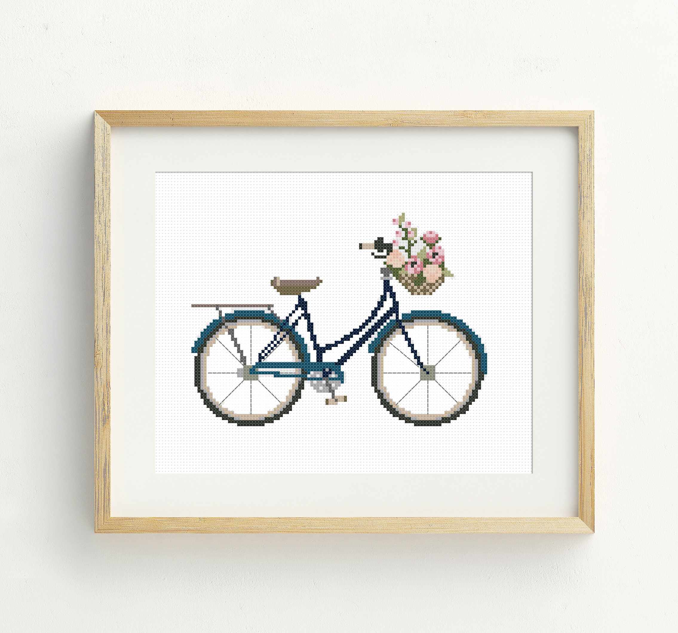 PDF Counted Cross Stitch Blue Bicycle / Floral Cross Stitch - Etsy