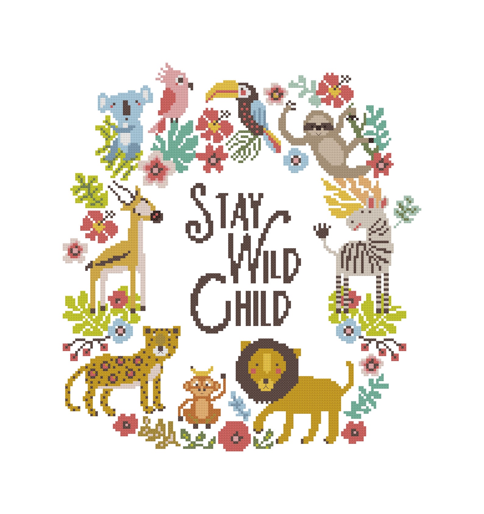 PDF Counted Cross Stitch Big Jungle / Sloth Cross Stitch - Etsy