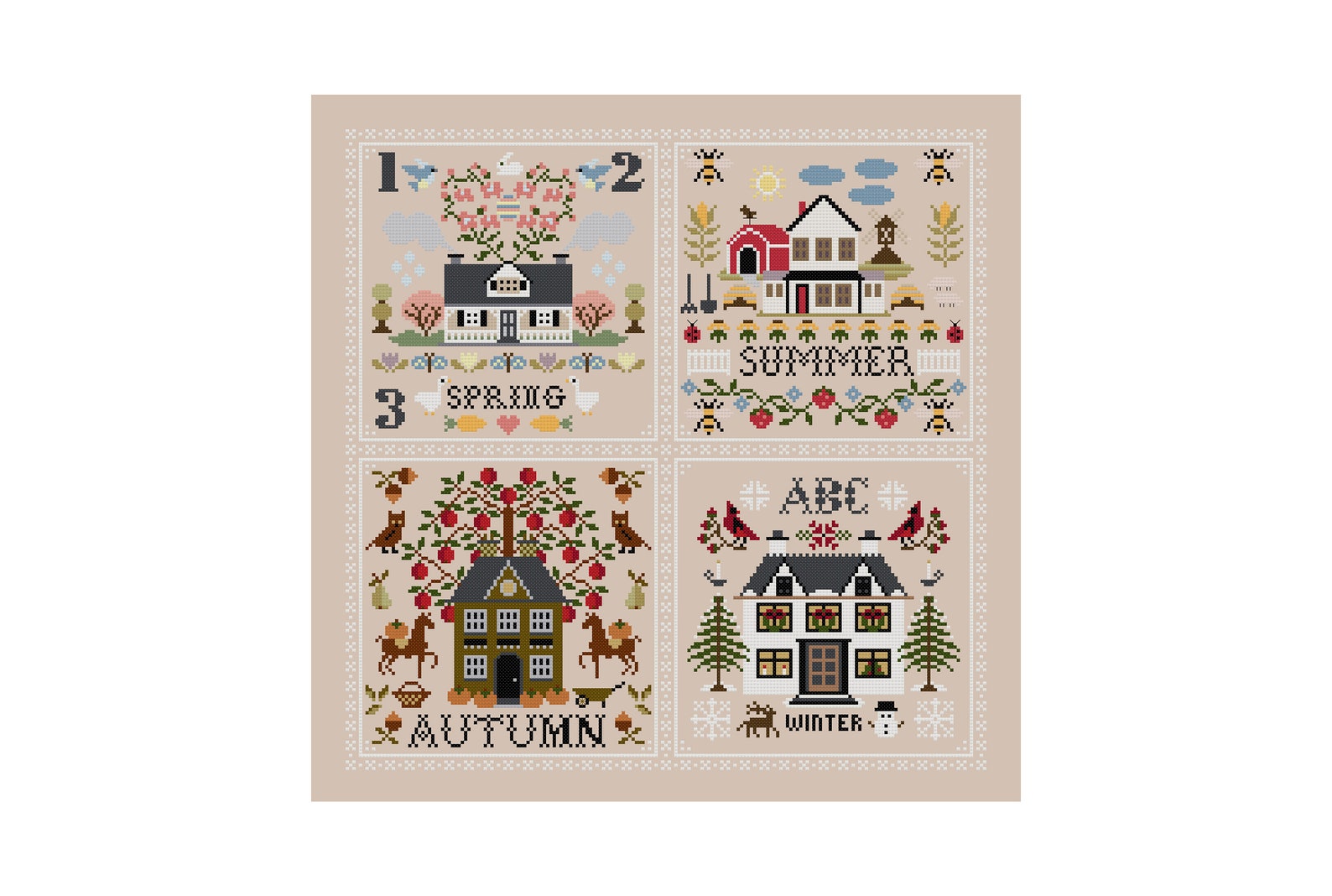 The Seasons Sampler Cross Stitch Pattern PDF Embroidery - Etsy Canada