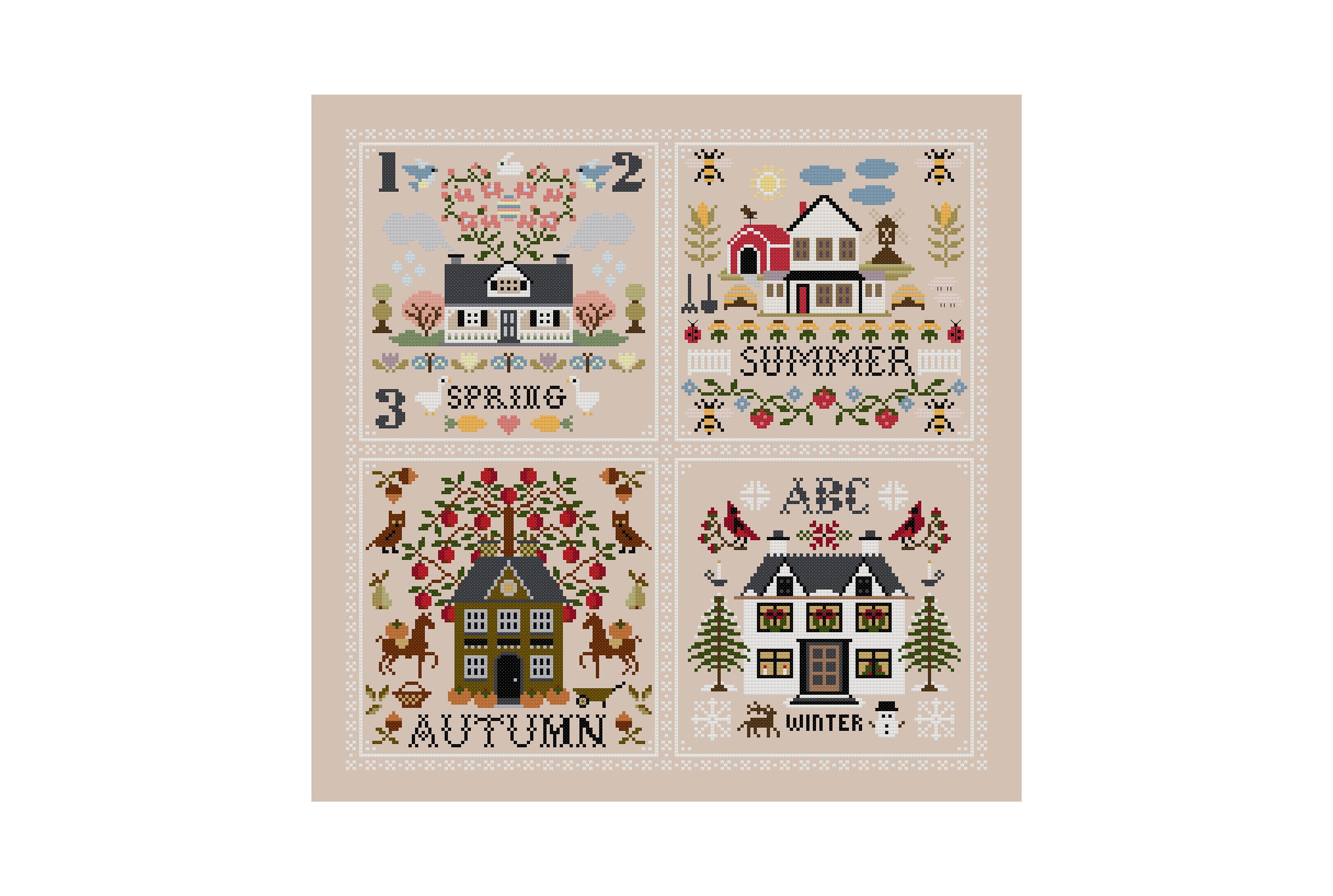The Seasons Sampler Cross Stitch Pattern PDF Embroidery - Etsy Canada