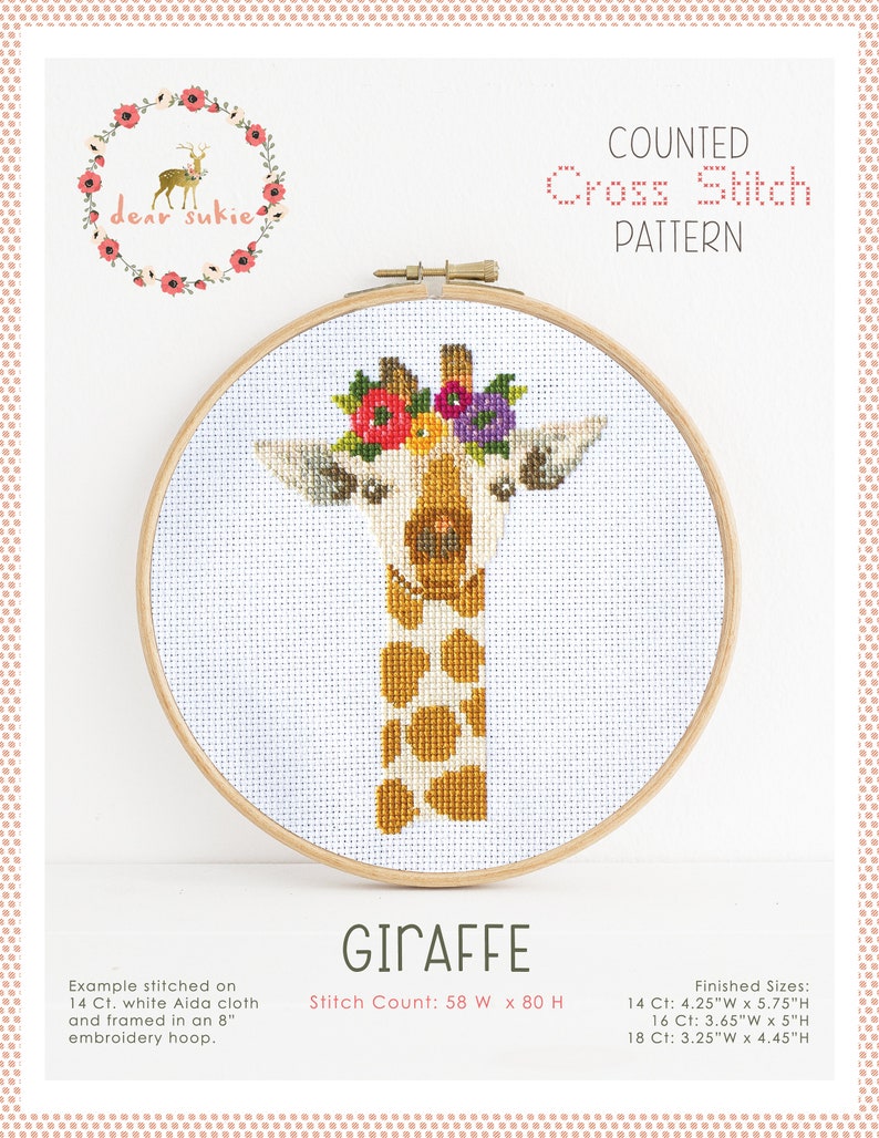 PDF Counted Cross Stitch Giraffe / Giraffe Cross Stitch - Etsy