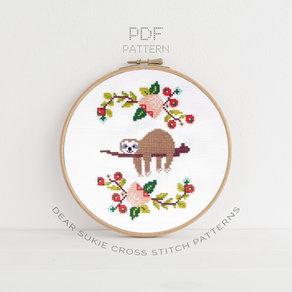 Sloth Cross Stitch - Etsy