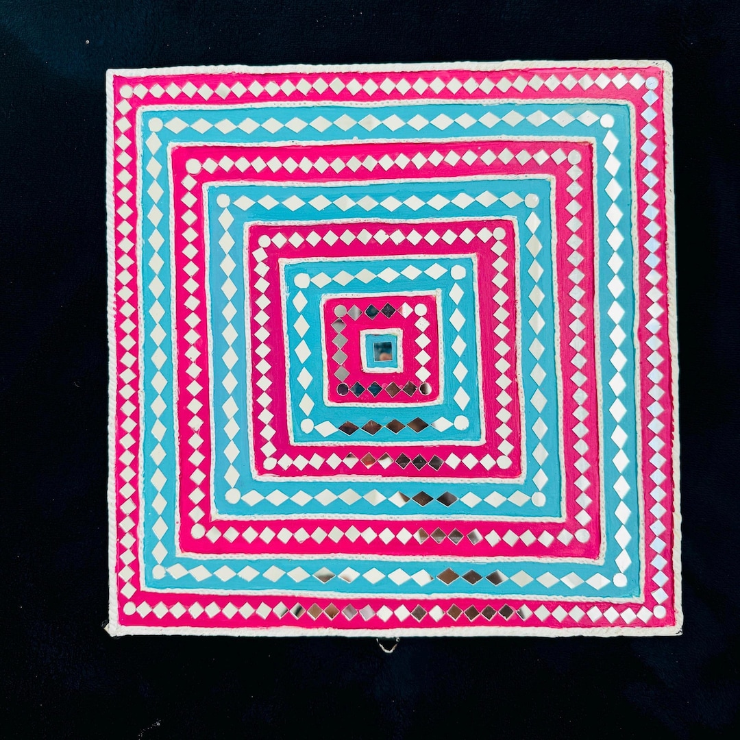 Handmade 12” Square Geometry Art – 2-color Modern Design – Customizable ...