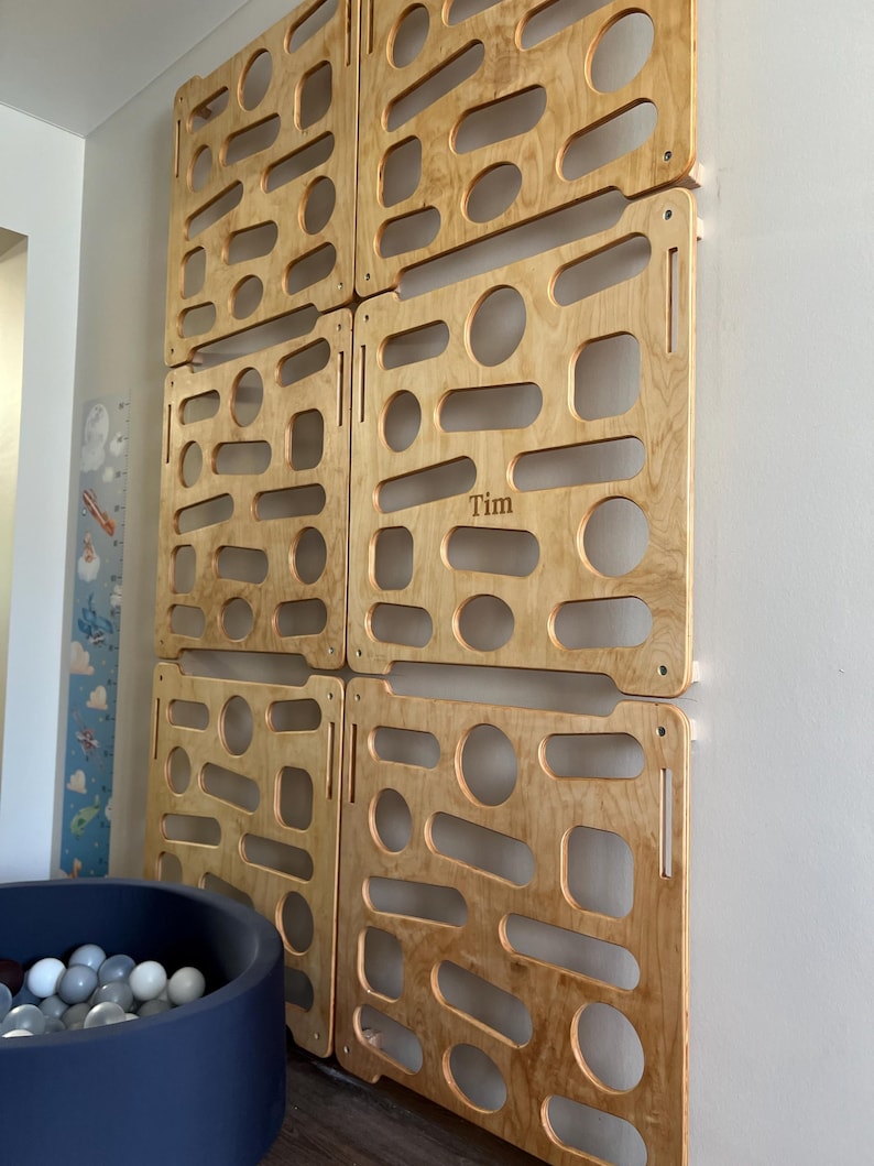 Wooden Indoor Big Climbing Wall for Kids – Montessori-inspired Wall ...