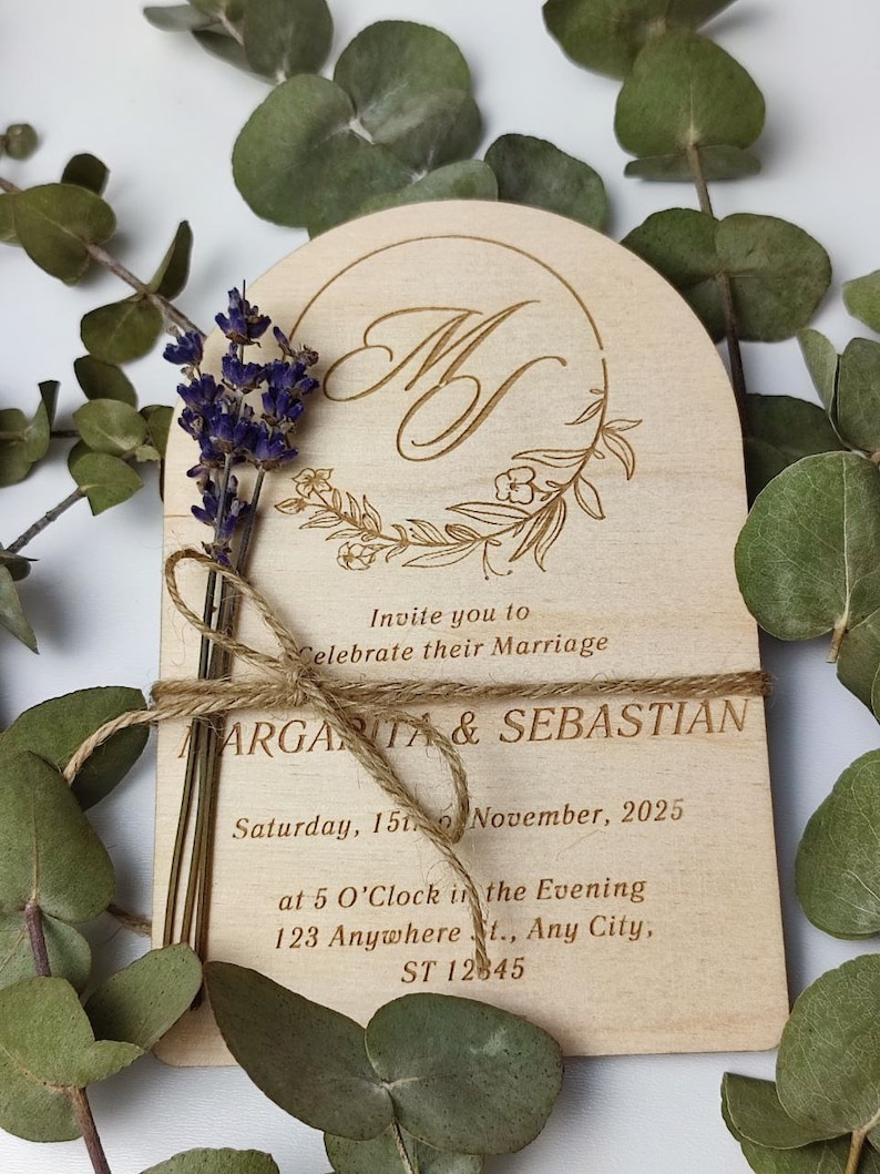 Floral Wooden Wedding Invitations & Rustic Charm - Etsy