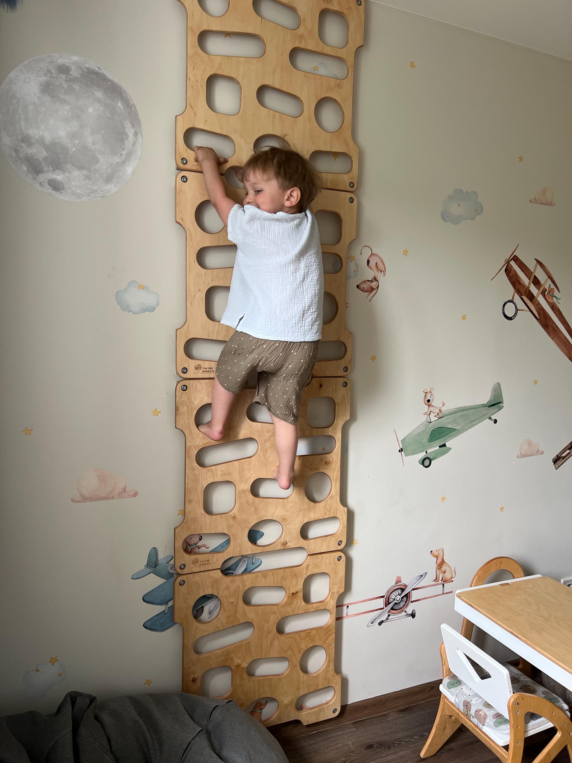 Wooden Indoor Climbing Wall for Kids – Montessori-inspired Wall Ladder ...