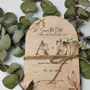 Floral Wooden Wedding Invitations & Rustic Charm - Etsy