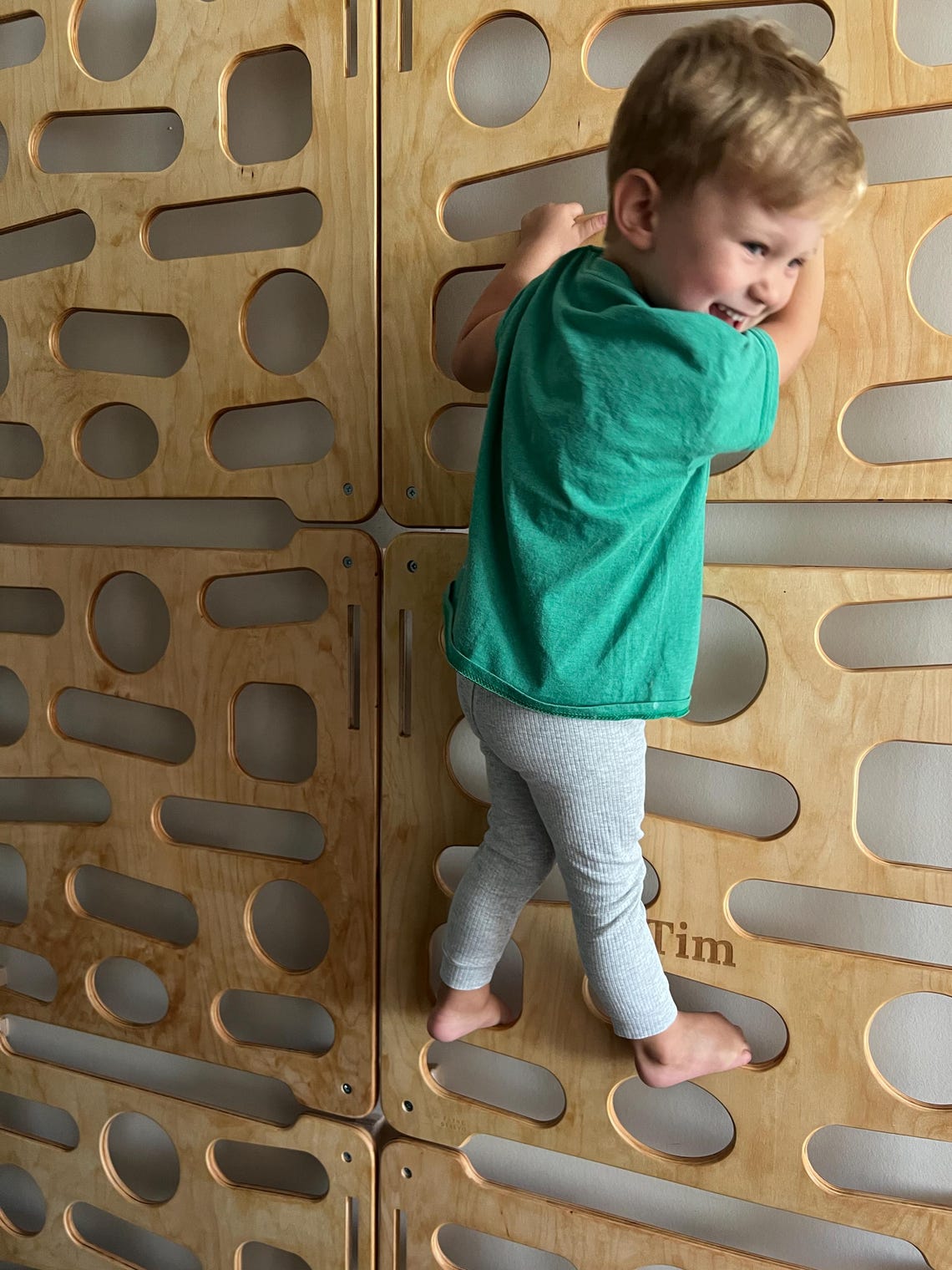 Wooden Indoor Big Climbing Wall for Kids – Montessori-inspired Wall ...
