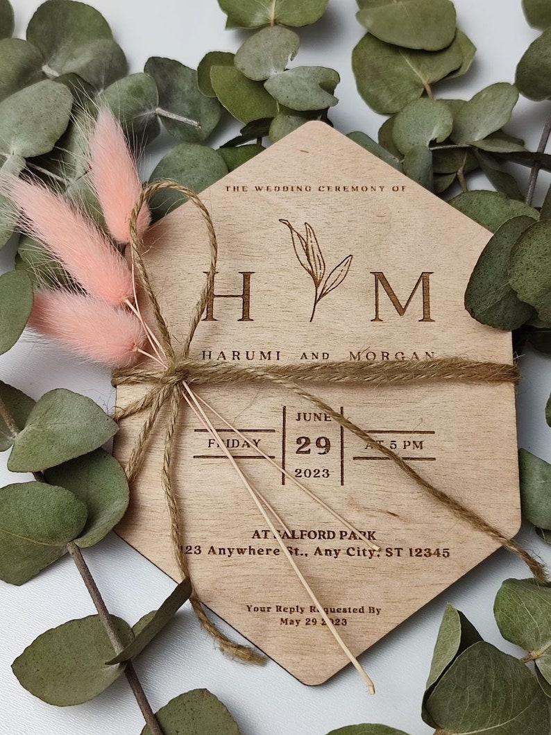 Floral Wooden Wedding Invitations & Rustic Charm - Etsy