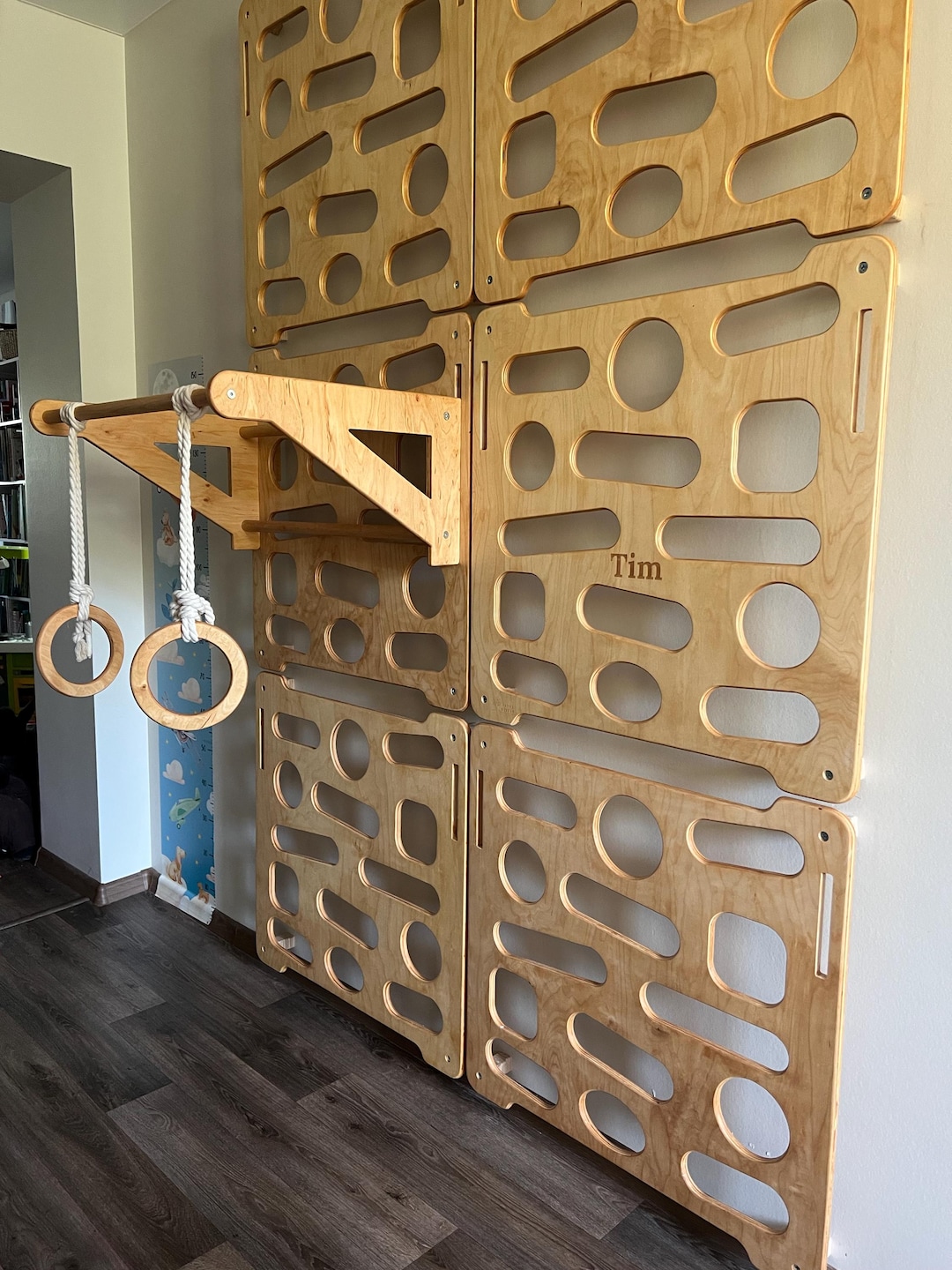 Wooden Indoor Big Climbing Wall for Kids – Montessori-inspired Wall ...