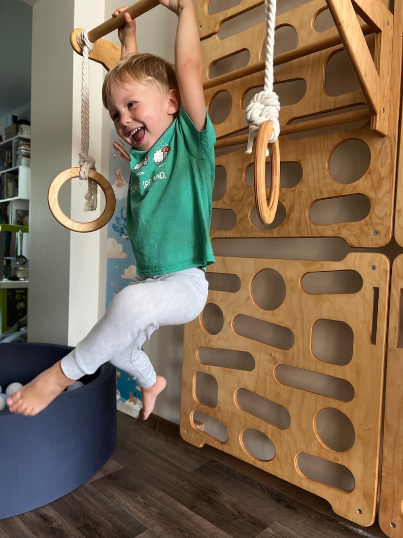 Wooden Indoor Big Climbing Wall for Kids – Montessori-inspired Wall ...