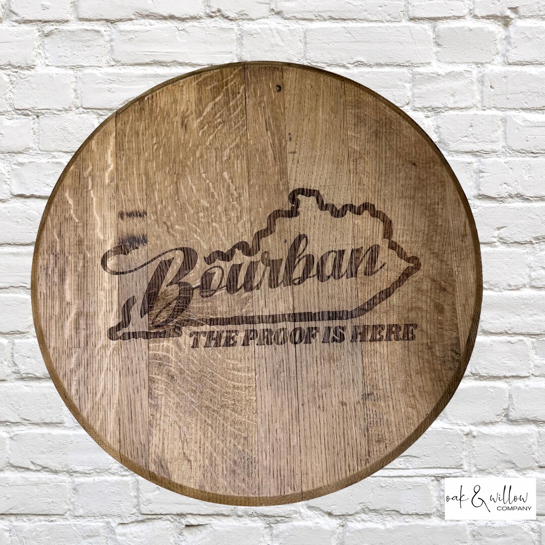 Bourbon Barrel Head Bar Sign, Serving Tray, Rustic Home Decor, Gift for ...