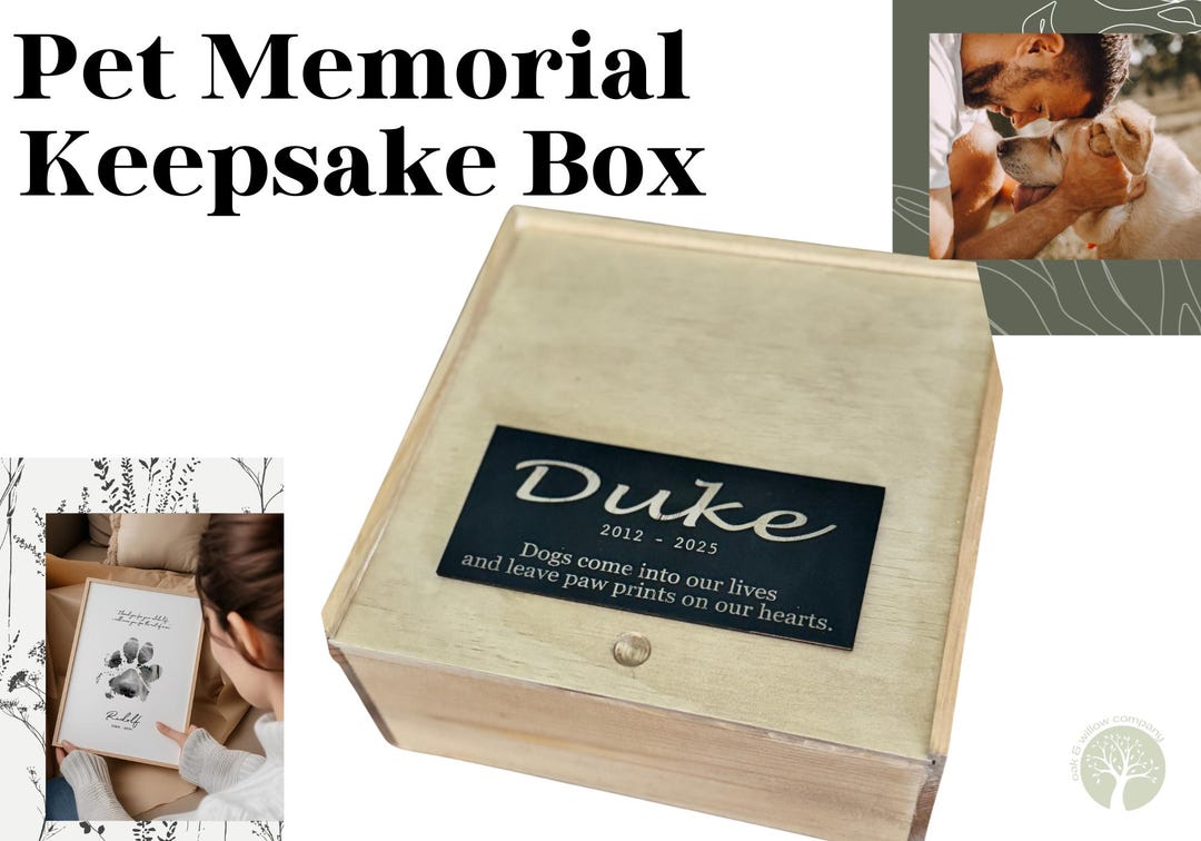 Personalized Pet Memorial Keepsake Box | Custom Engraved Memory Box ...