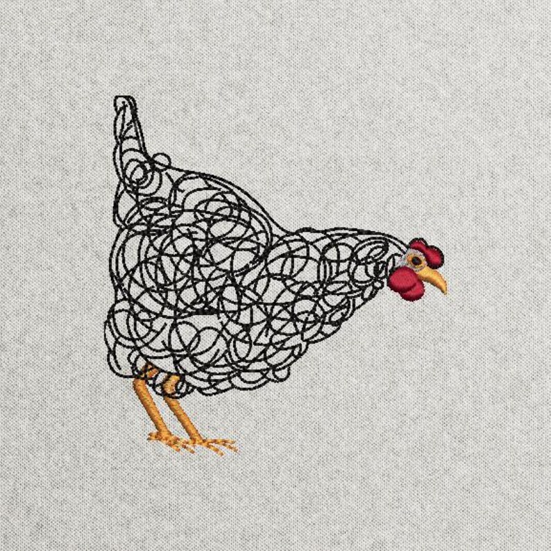 Curly Chicken Machine Embroidery Design - Etsy
