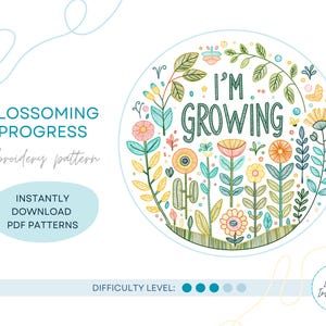 I’m Growing Embroidery Pattern PDF | Whimsical Floral Hoop Art | DIY ...