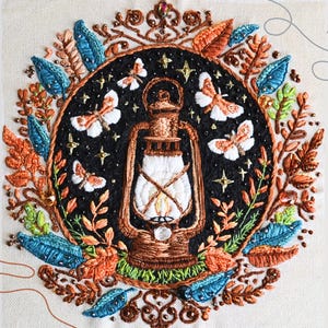 Lantern & Moths Embroidery Pattern PDF – Mindful Autumn Design With 15 ...