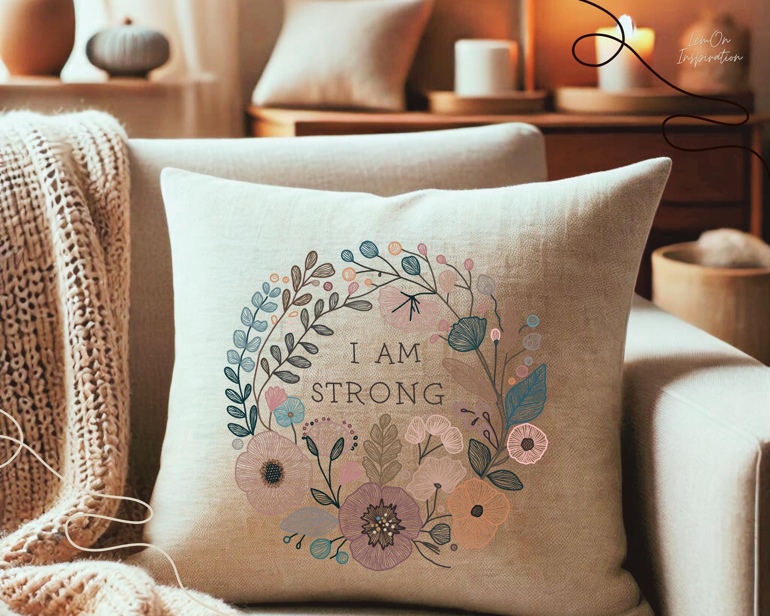 I Am Strong Floral Embroidery Pattern PDF Mindful DIY Hoop Art 20 DMC ...