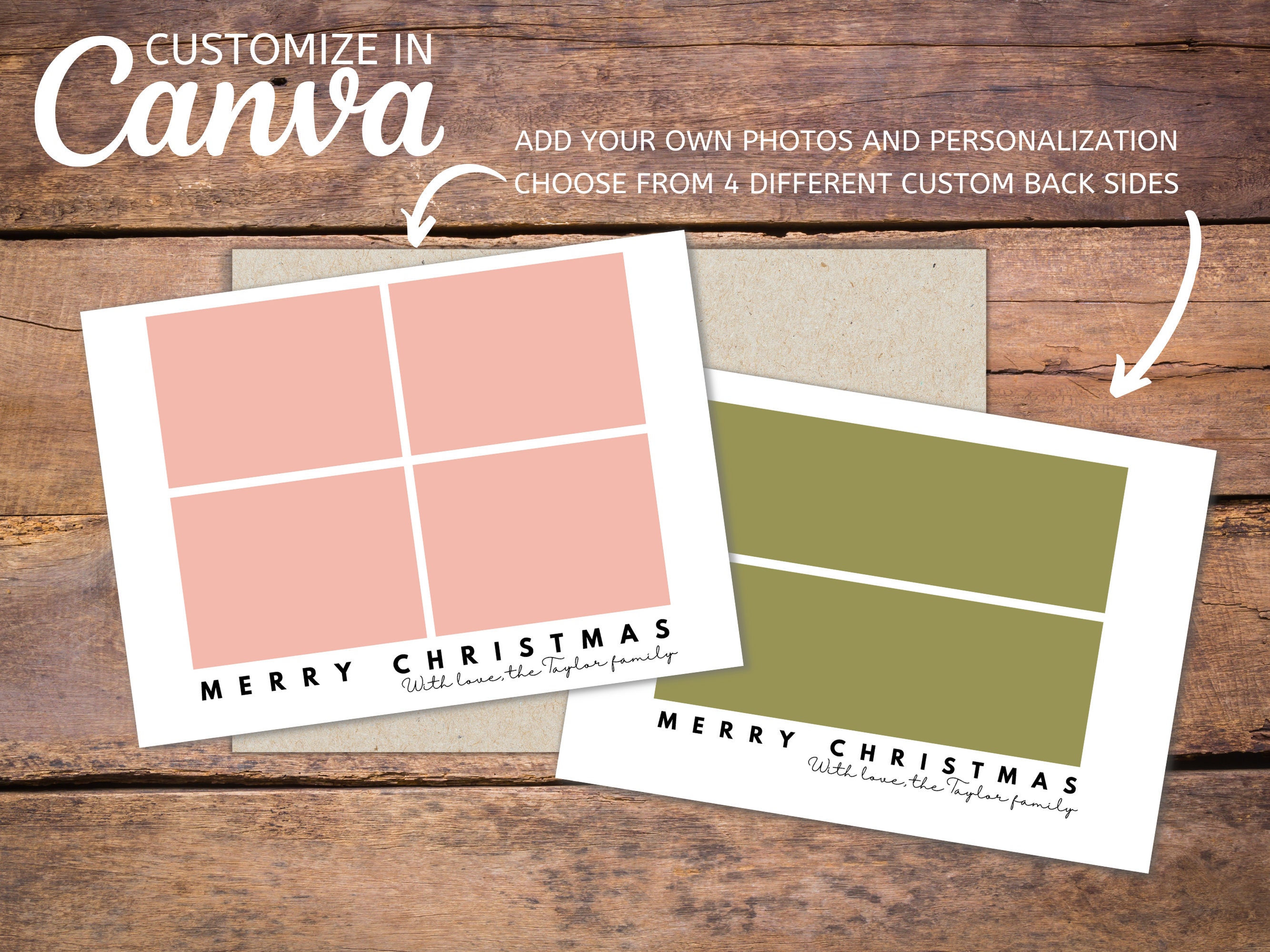 MERRY: Editable Christmas Canva Template, 5x7 Editable Christmas Card ...
