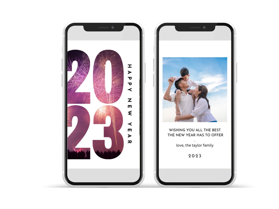 2023 Editable Happy New Year Canva Template, 5x7 Editable Card ...