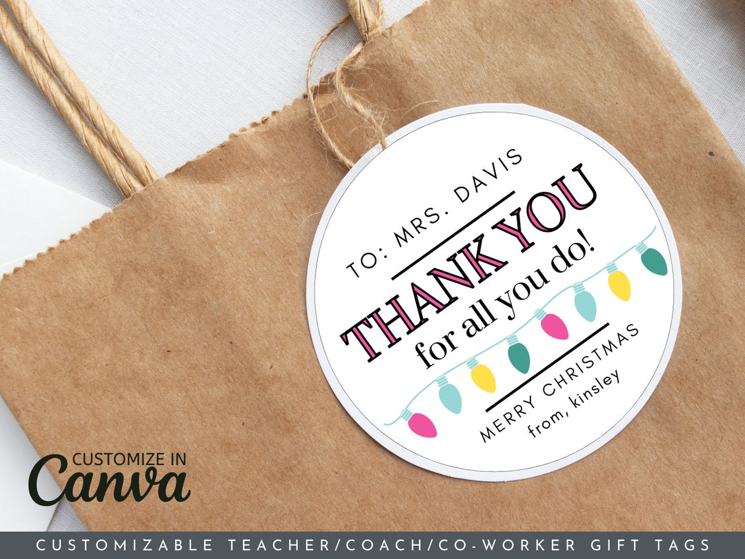 Teacher Co-worker Coach PTO Christmas Gift Tags | Gift Stickers | 3 ...