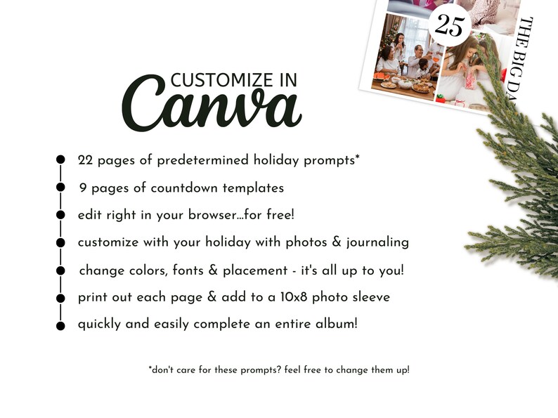 10x8 December Countdown Templates Christmas Documenting Editable Canva ...