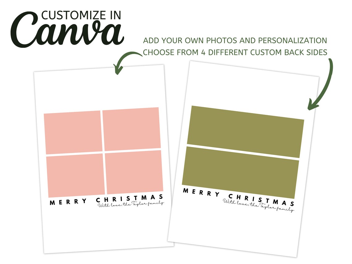 MERRY: Editable Minimalist Christmas Canva Template, 5x7 Christmas ...