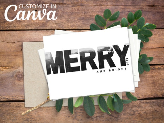MERRY: Editable Christmas Canva Template 5x7 Editable - Etsy