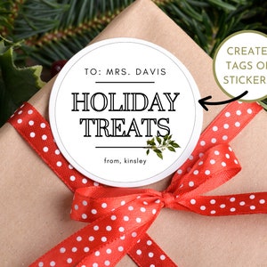 Holiday Treat Tags | Stickers | 2.5" 3" | Printable Labels Template ...