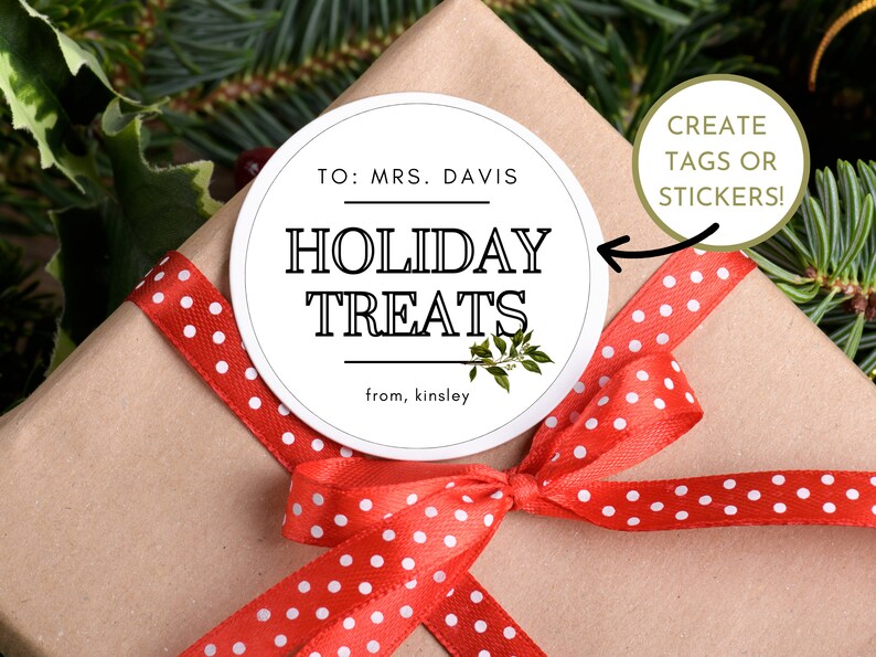 Holiday Treat Tags | Stickers | 2.5" 3" | Printable Labels Template ...