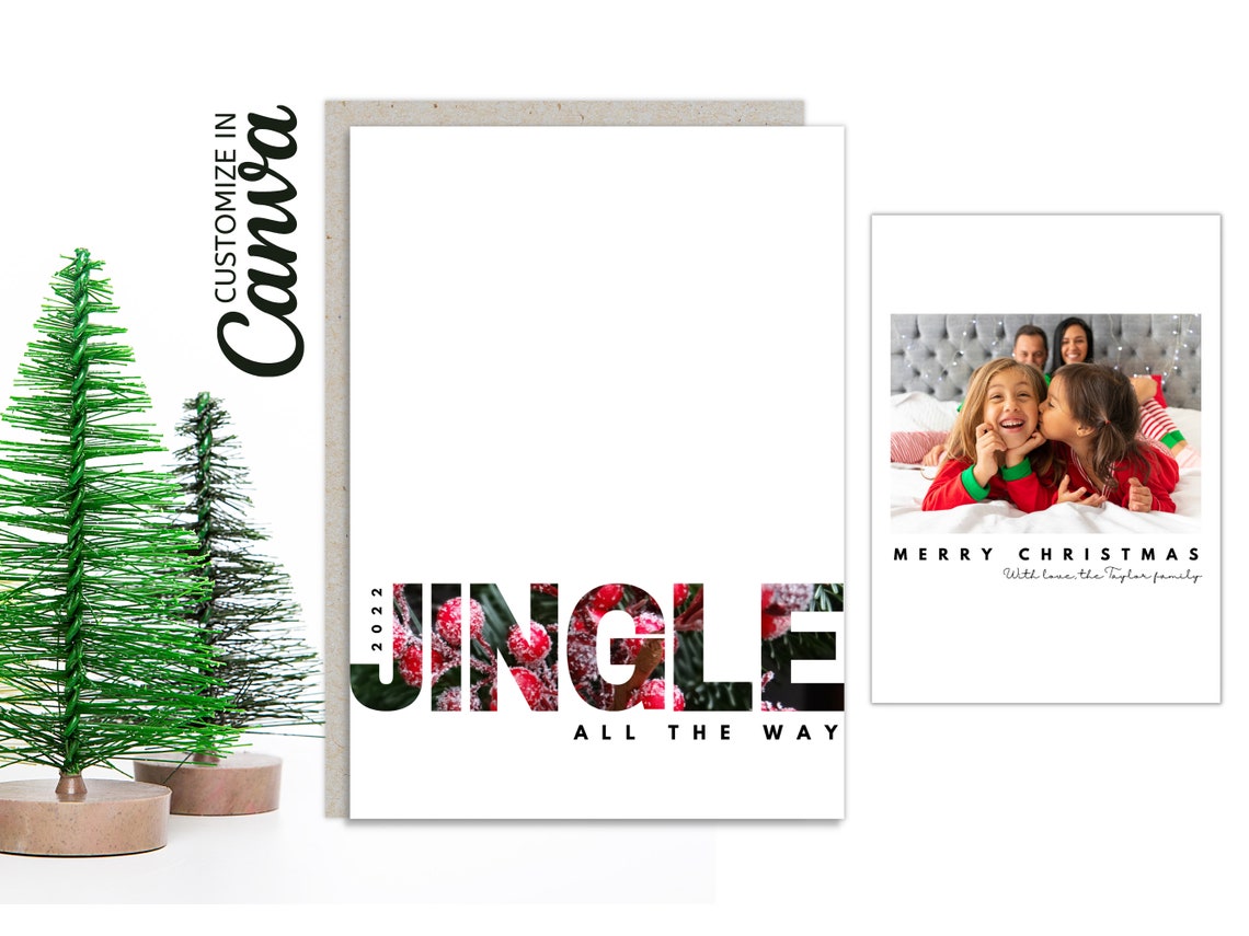 JINGLE: Editable Minimalist Christmas Canva Template, 5x7 Christmas ...