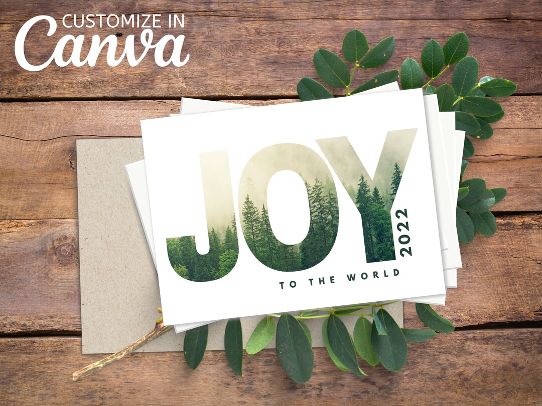 JOY: Editable Christmas Canva Template, 5x7 Editable Christmas Card ...