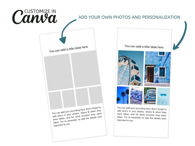 4x8 Travelers Notebook Photo Templates Vacation Documenting - Etsy