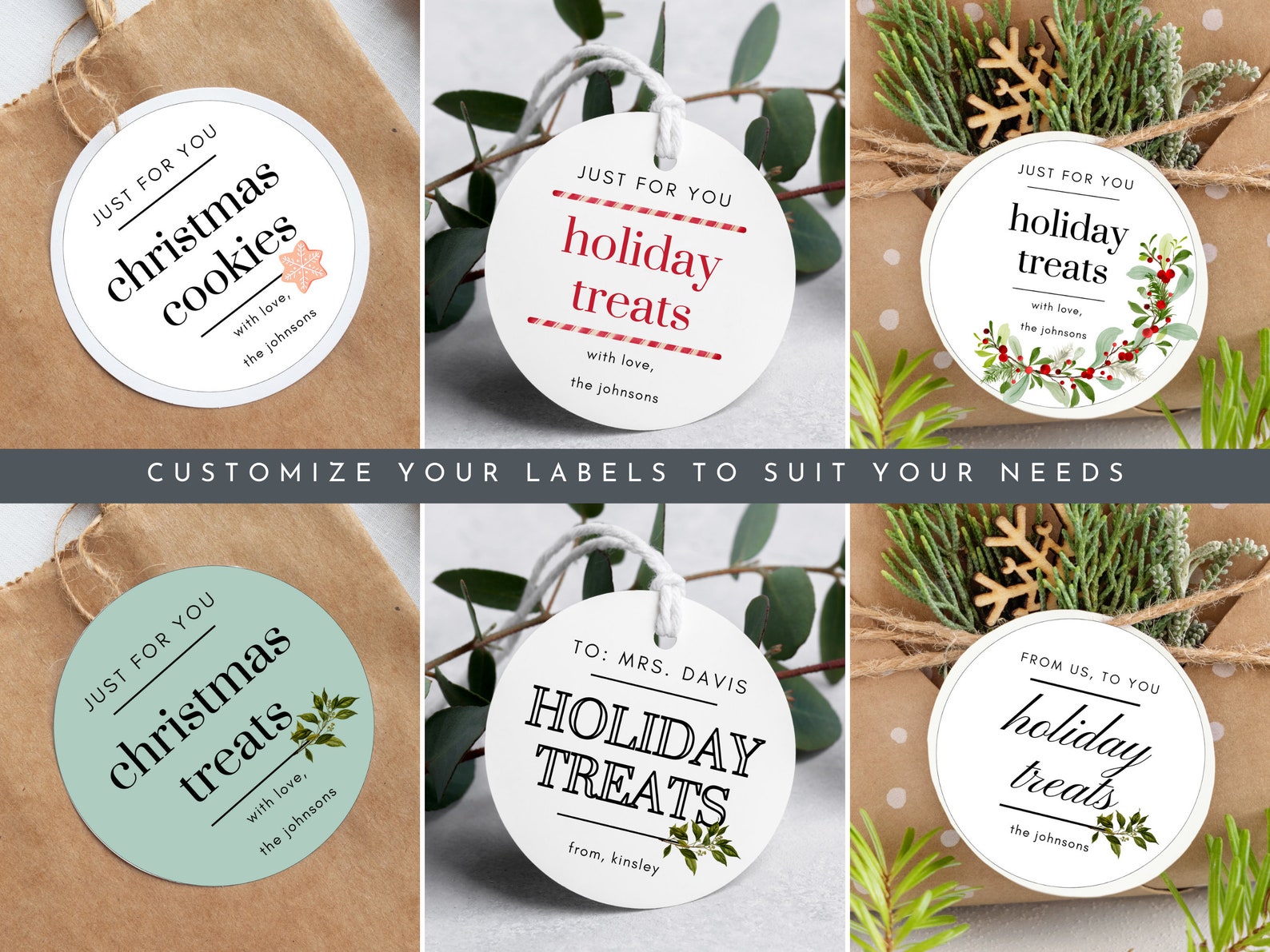 Holiday Treat Tags | Stickers | 2.5" 3" | Printable Labels Template ...