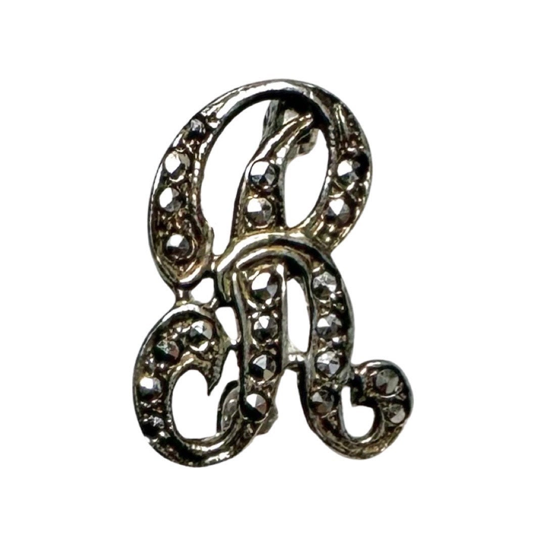 Small Antique Sterling & Rhinestone "r" Pin - Etsy