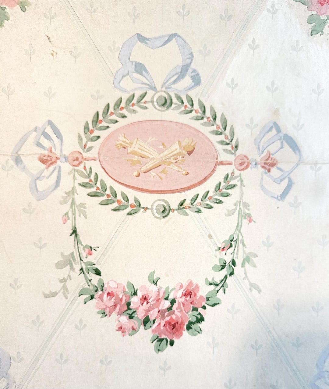 Antique French Rose Watercolor Painting: Parisian Wallpaper Design, C ...