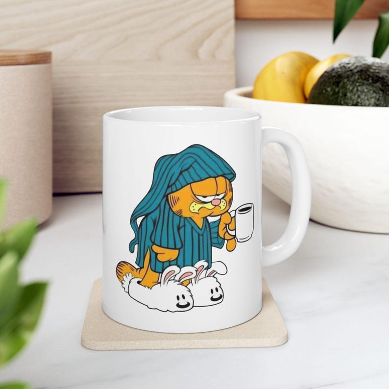 Garfield Ceramic Mug, Cute Coffee Cup for Cat Lovers, Funny Tea Mug for ...