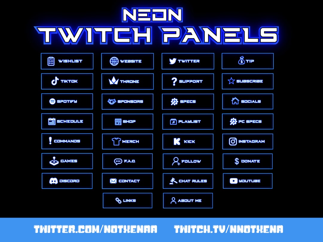Neon Blue Twitch Panels, Cyber Twitch Panels - Etsy