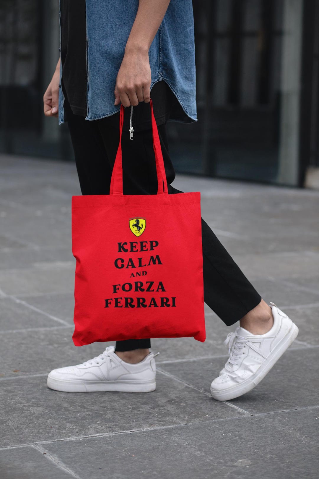 Forza Ferrari Tote Bag, Italian Racing Fan Gift, Cotton Shopping Purse ...