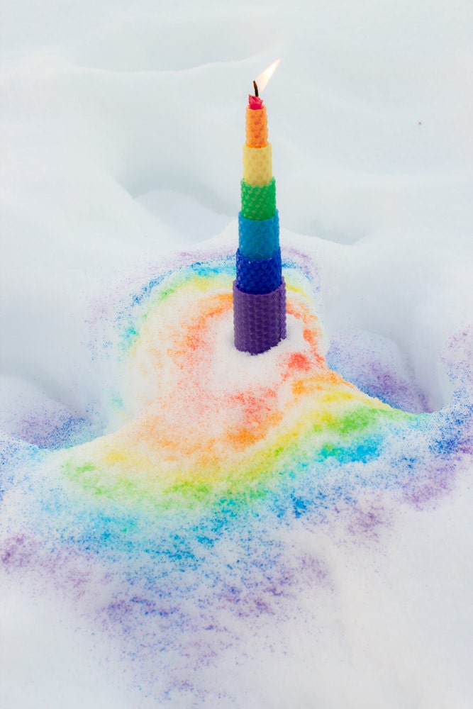 Rainbow Beeswax Taper Candle, 8" - Etsy