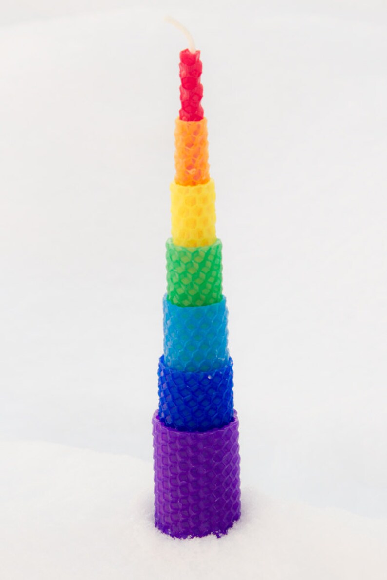 Rainbow Beeswax Taper Candle, 6" - Etsy