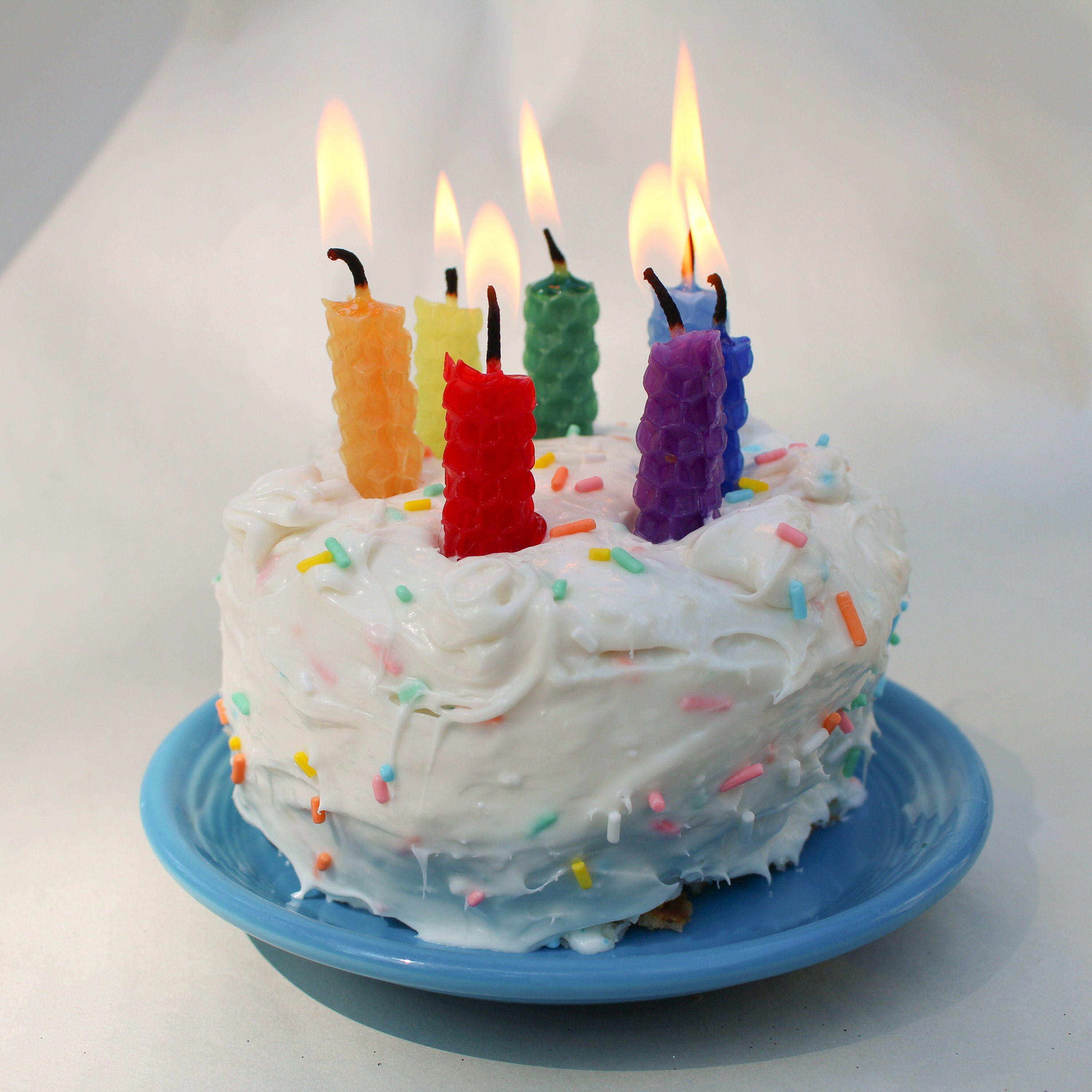 Doll Candles, Set of Seven Rolled Beeswax Candles in Rainbow Colors - Etsy