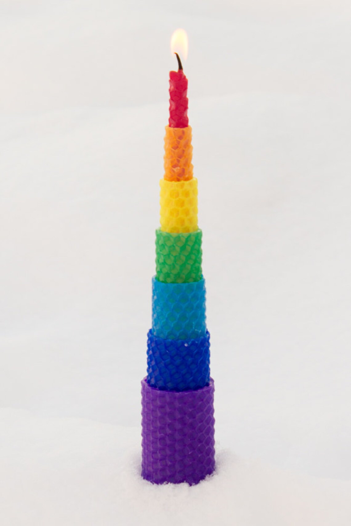 Rainbow Beeswax Taper Candle, 8" - Etsy