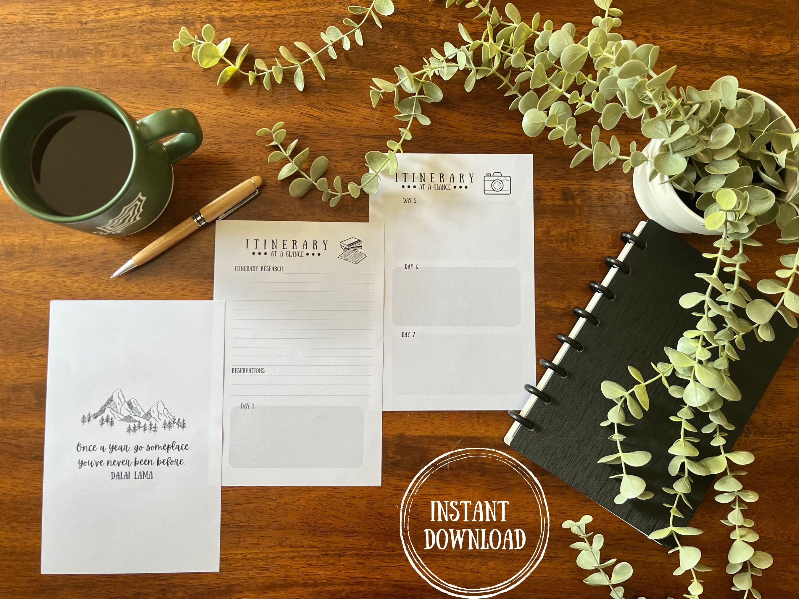 Printable Travel Itinerary and Journal for Junior Discbound Notebook ...