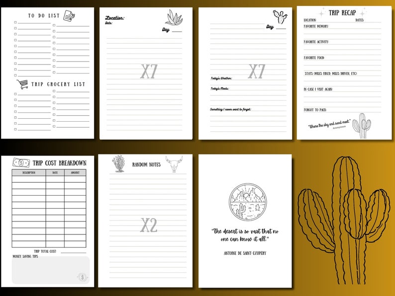 Printable Travel Itinerary and Journal for Junior Discbound Notebook 8 ...