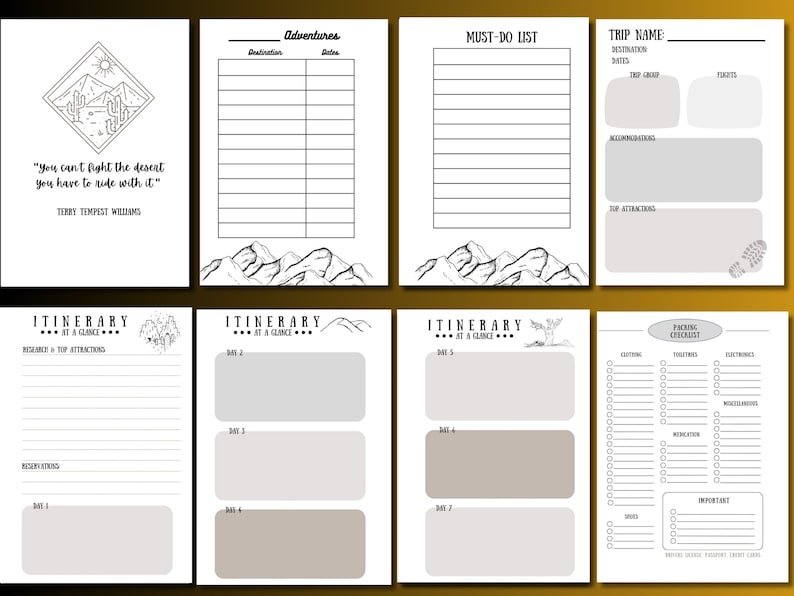 Printable Travel Itinerary and Journal for Junior Discbound Notebook ...