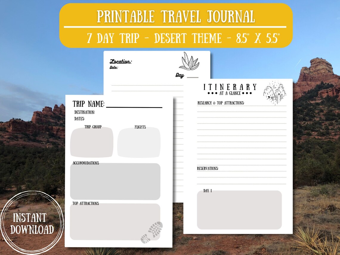 Printable Travel Itinerary and Journal for Junior Discbound Notebook ...