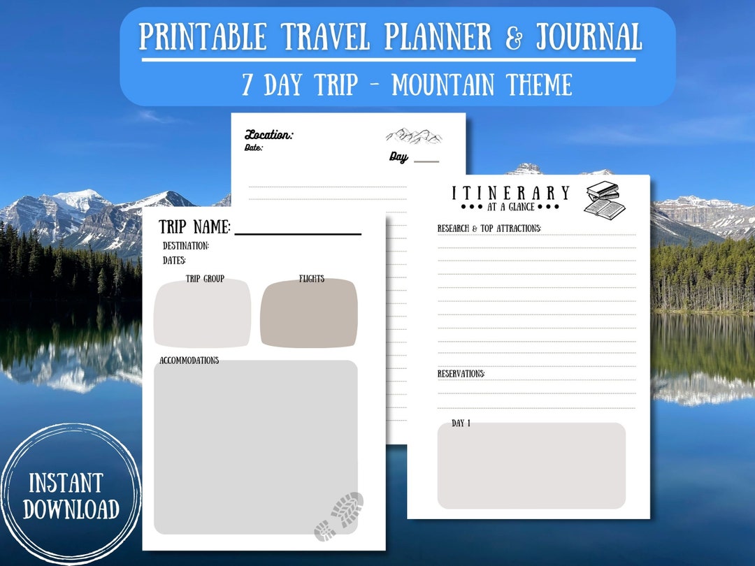 Printable Travel Itinerary and Journal for Junior Discbound Notebook ...