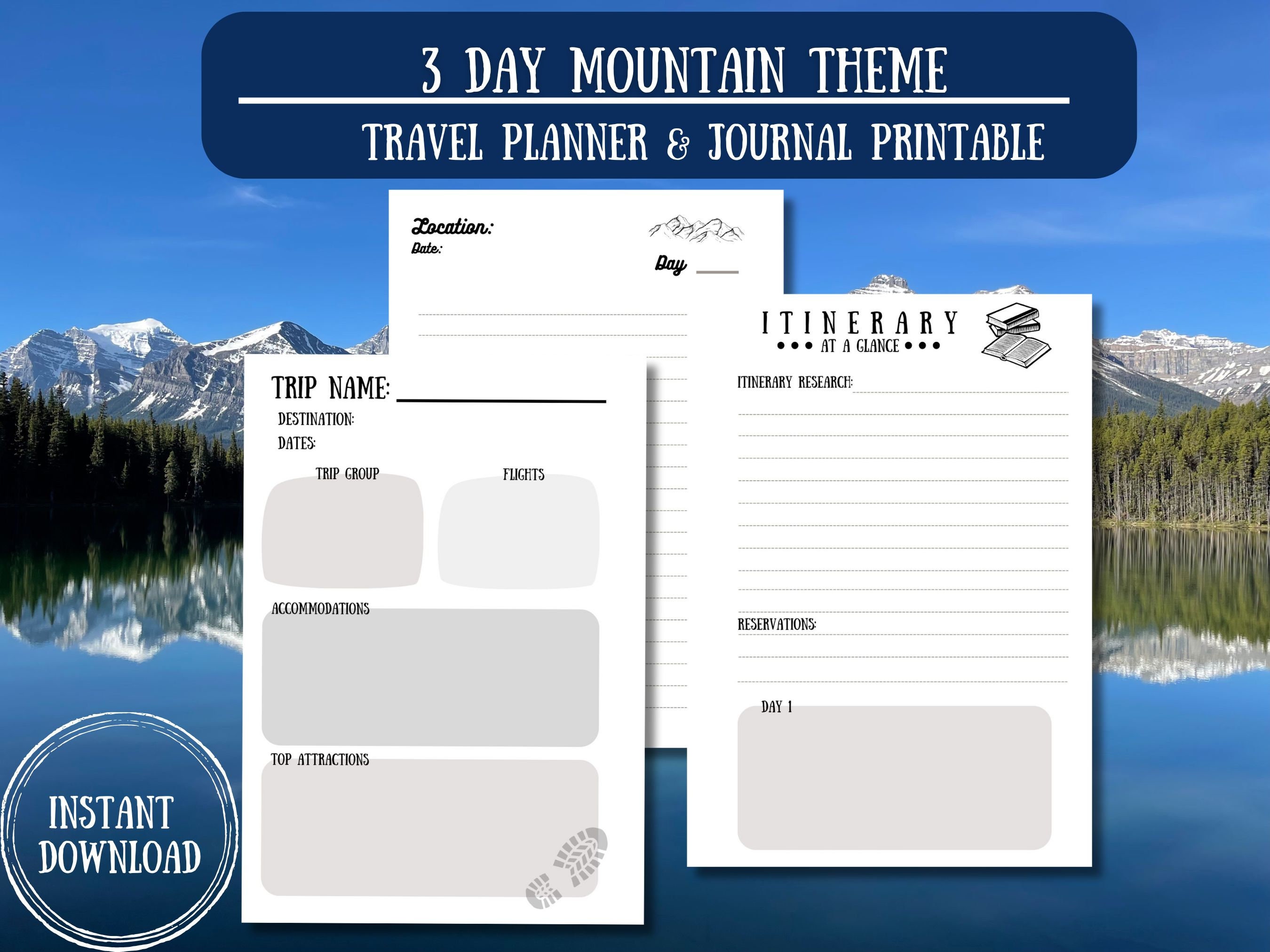 Travel Planner and Journal Instant Download. Printable Itinerary ...
