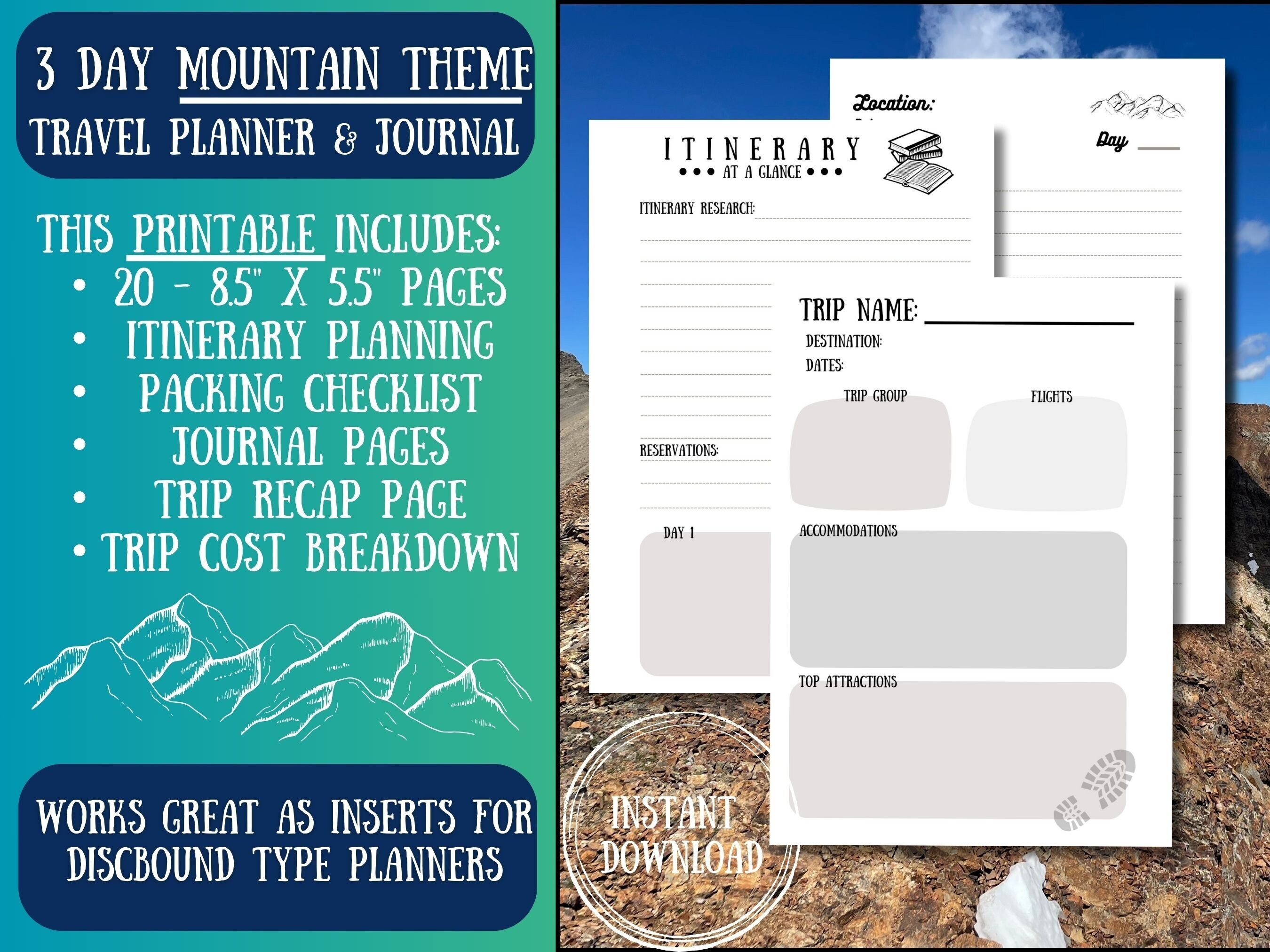Travel Planner and Journal Instant Download. Printable Itinerary ...