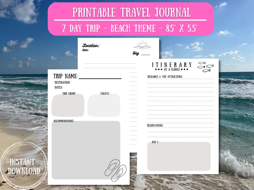Printable Travel Itinerary and Journal for Junior Discbound Notebook ...